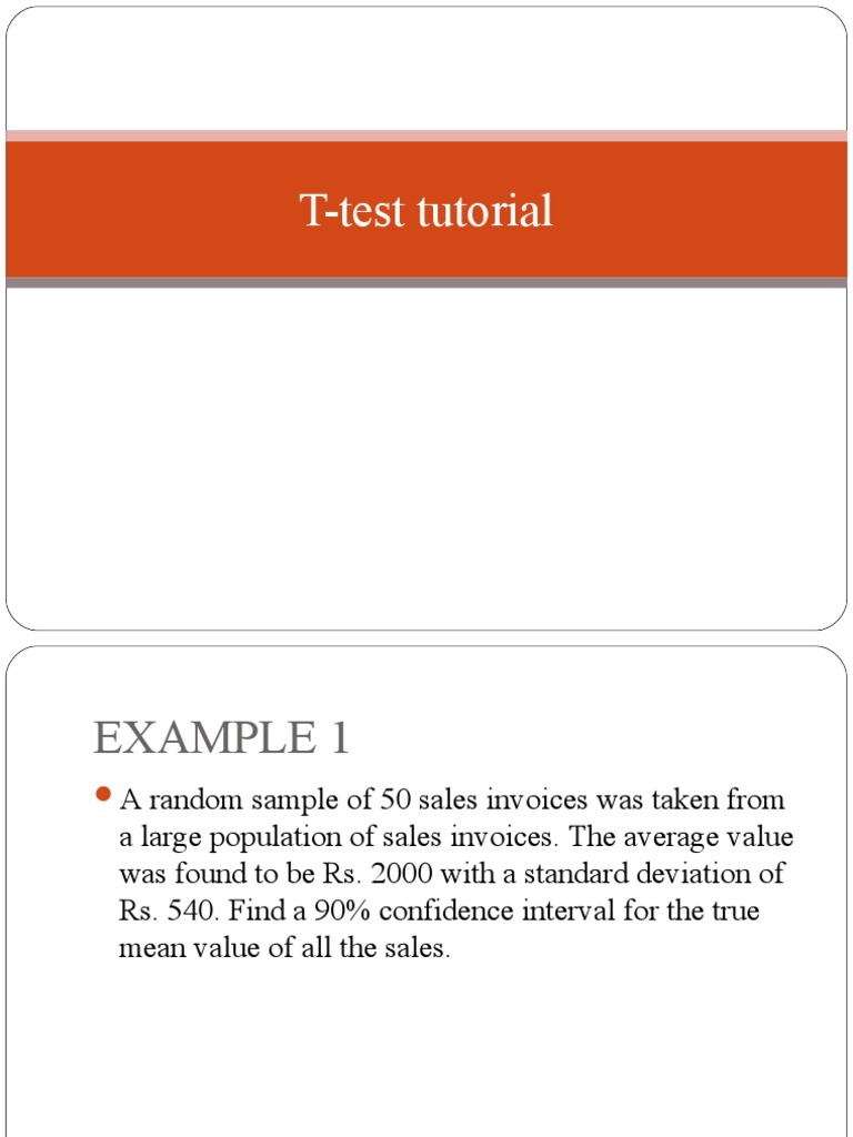 T-Test Tutorial | PDF | Student's T Test
