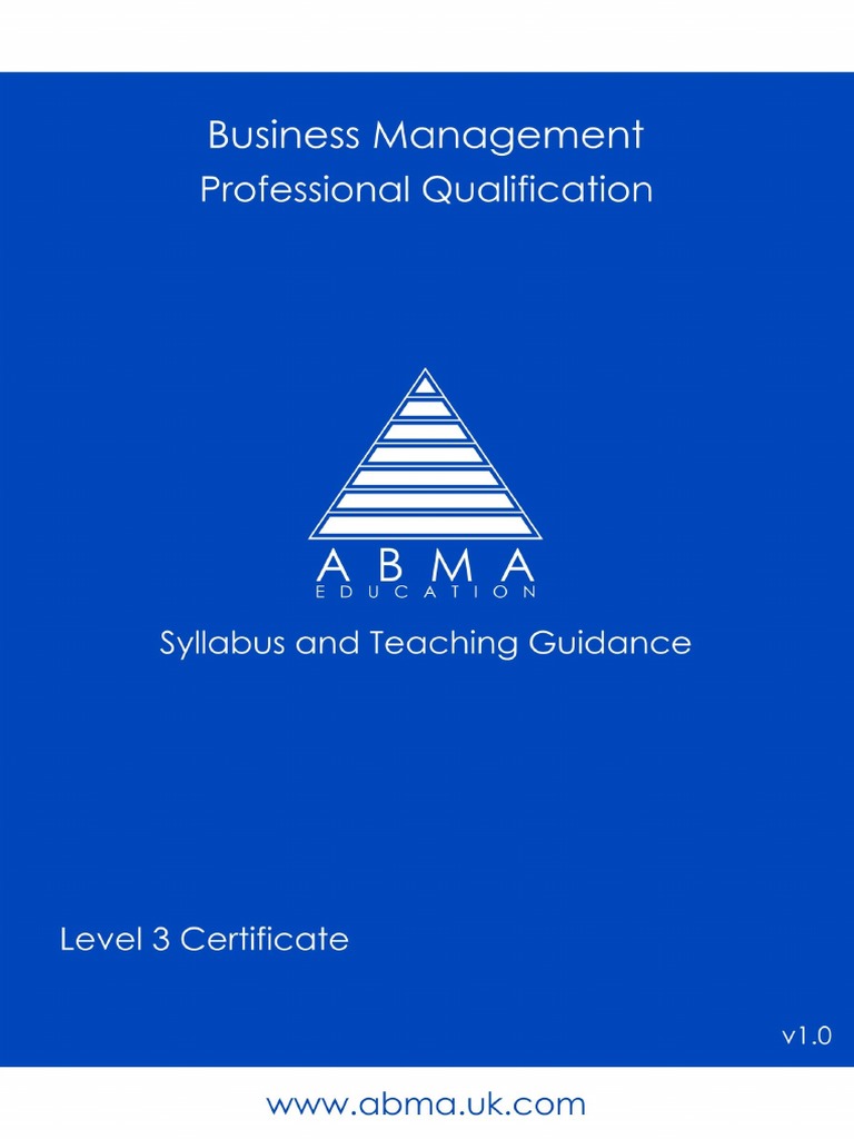 ABMA Business Management Syllabus | PDF | Market (Economics) | Learning