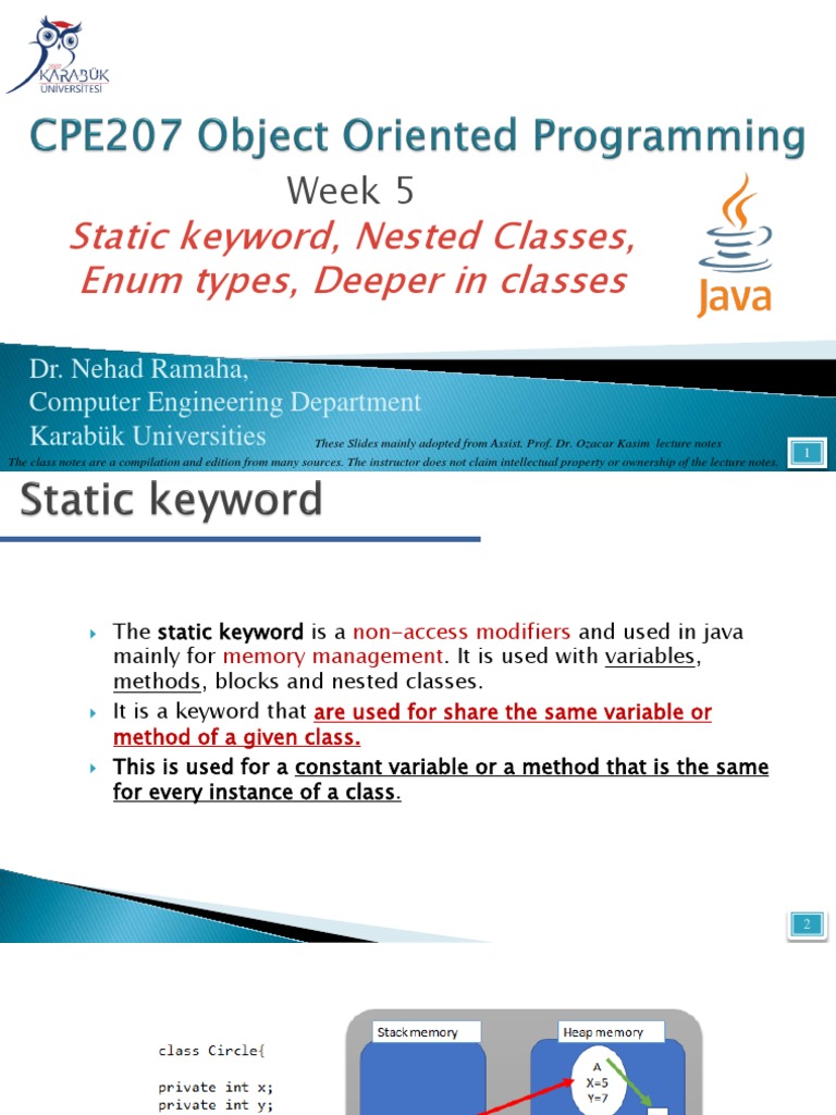 CPE207 Object Oriented Programming (Week 5) | PDF | Class (Computer Programming) | Method ...