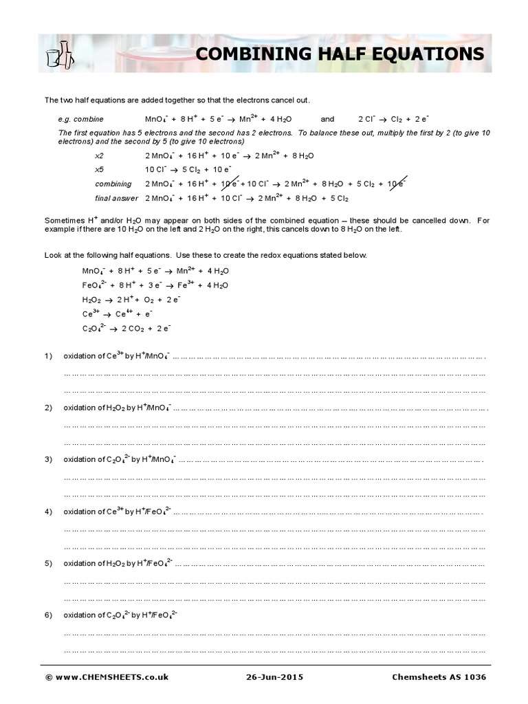 Chemsheets As 1036 Combining Half Equations | PDF | Applied And Interdisciplinary Physics ...