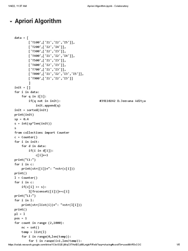 Apriori Algorithm Ipynb Colaboratory Pdf Algorithms And Data
