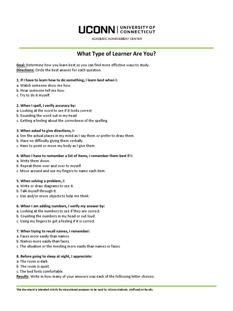 What Type of Learner Are You2 | Download Free PDF | Learning | Learning ...