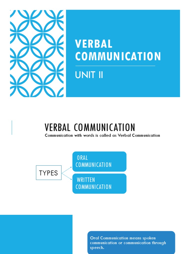 Verbal Communication | PDF