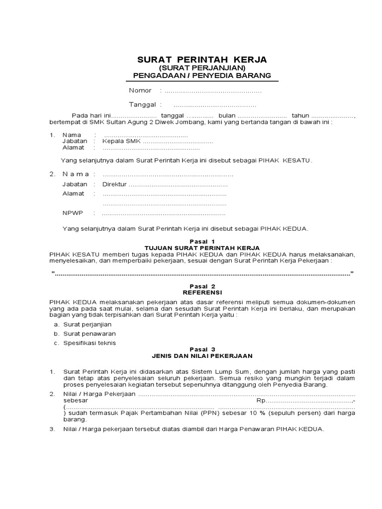 Format SPK Barang | PDF