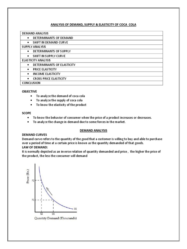 Analysis of Demand, Supply & Elasticity of Coca Cola | PDF | Demand ...