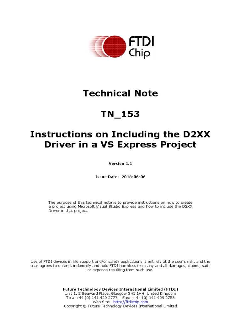 TN - 153 Instructions On Including The D2XX Driver in A VS Express 2013 Project | PDF | Library ...