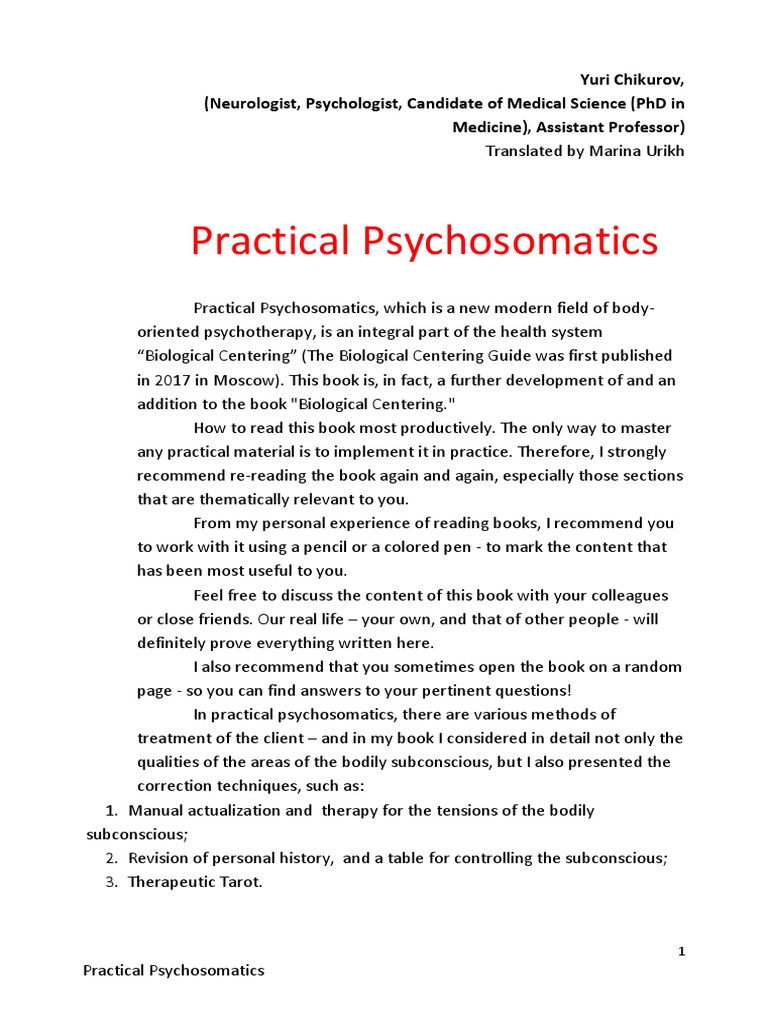 Practical Psychosomatics | PDF | Psychotherapy | Psychosomatic Medicine
