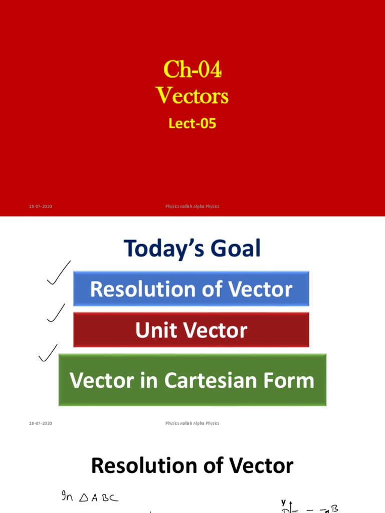 Ch-04 Vectors: Lect-05 | PDF | Euclidean Vector | Cartesian Coordinate ...