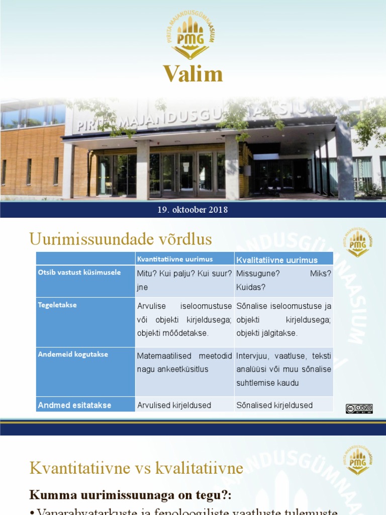 4 Kvalitatiivne Ja Kvantitatiivne. Valim | PDF