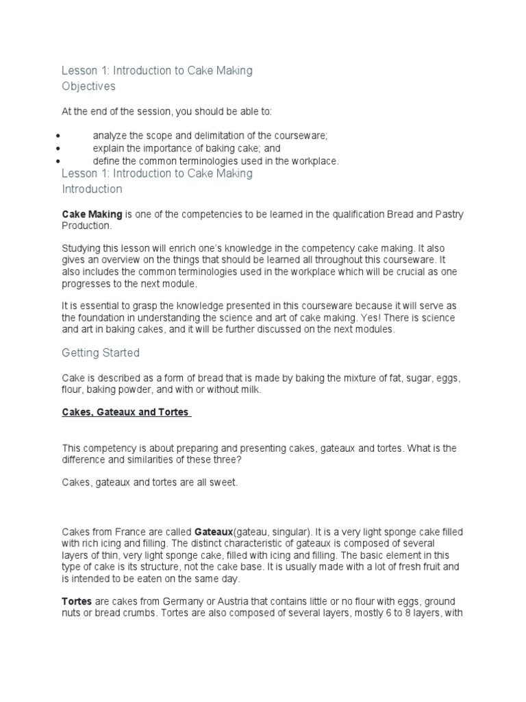 Tesda L1-L3 | PDF | Cakes | Hand Washing