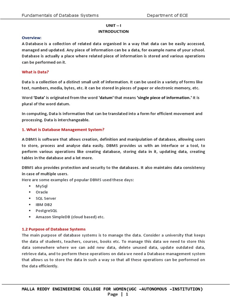 Fiinal Ece Notes | Download Free PDF | Databases | Conceptual Model