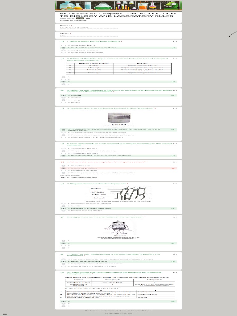 Biology Quiz for Students | PDF | Biology | Laboratories