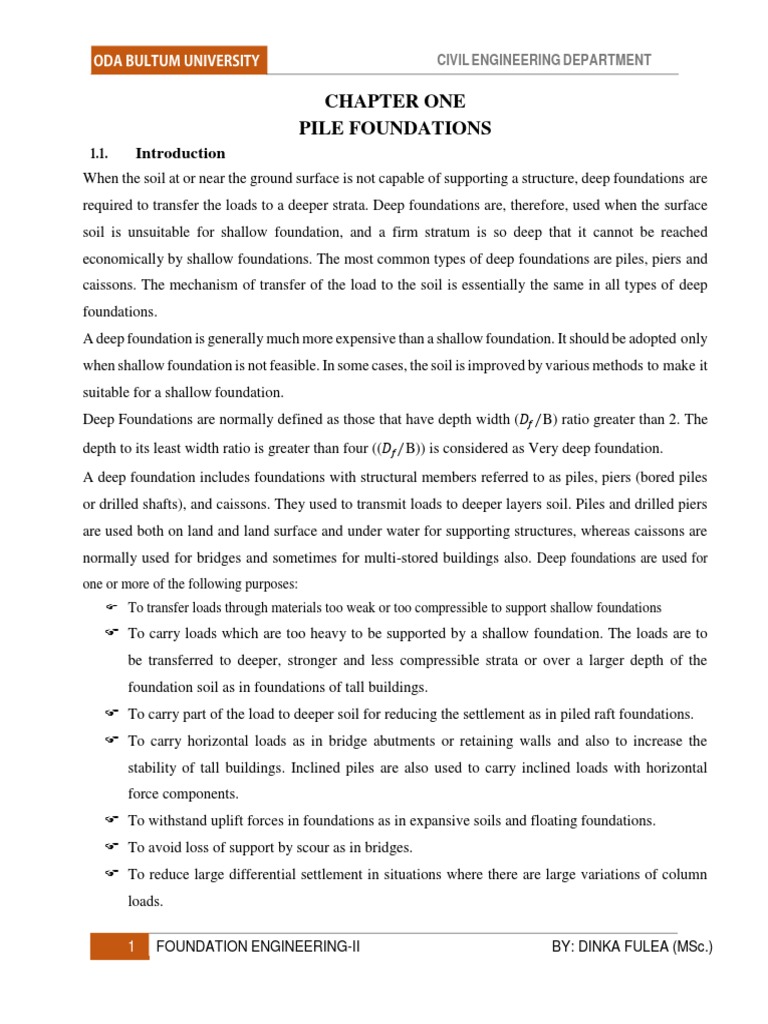 Chapter 1-Pile Foundations-Lecture Note | PDF | Deep Foundation ...