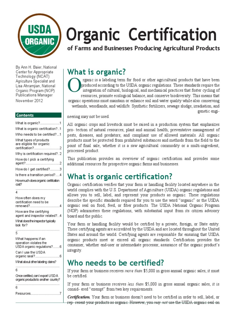 Guide to Organic Certification Process | PDF | Organic Farming | Food ...
