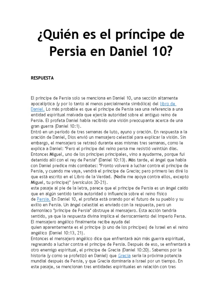 ¿Quién Es El Príncipe de Persia en Daniel 10 | PDF | Daniel (figura ...