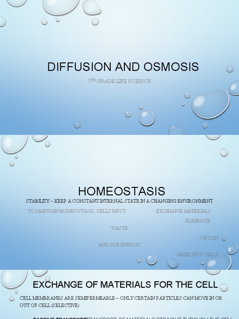 Diffusion and Osmosis in Cells | PDF | Osmosis | Biophysics