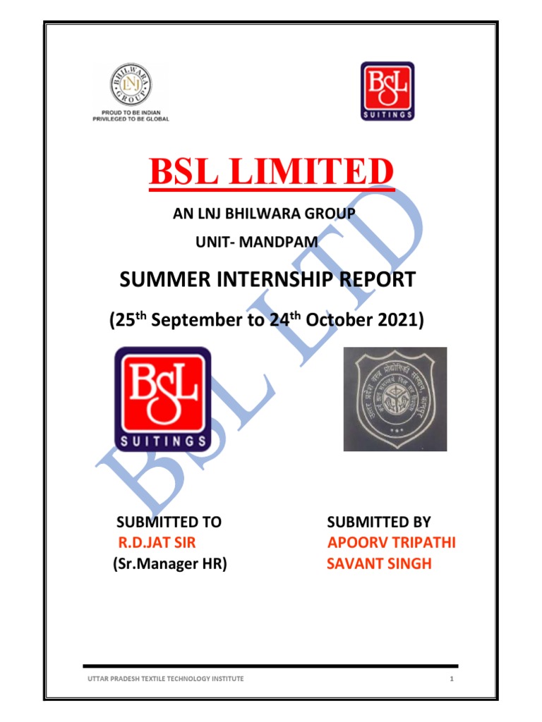 BSL Internship Report Processing Division | PDF | Dyeing | Textiles