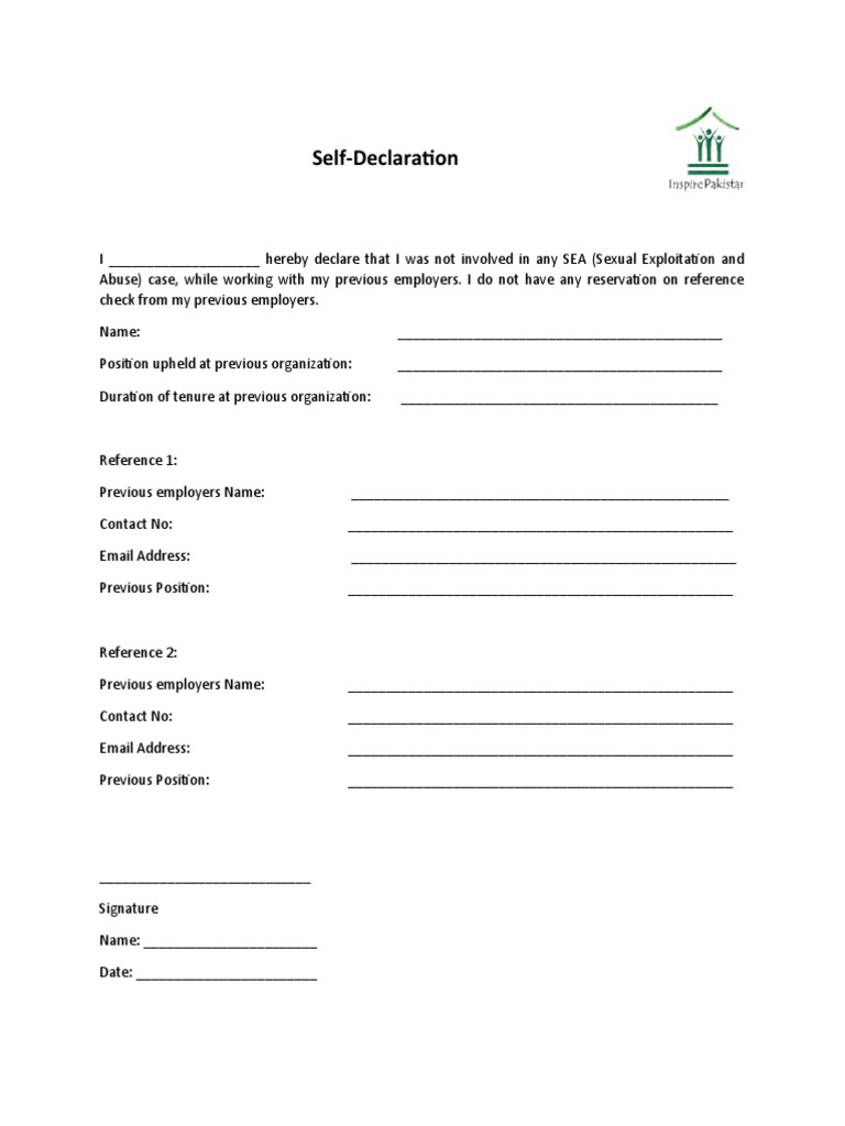 PSEA Self-Declaration Form | PDF | Career & Growth