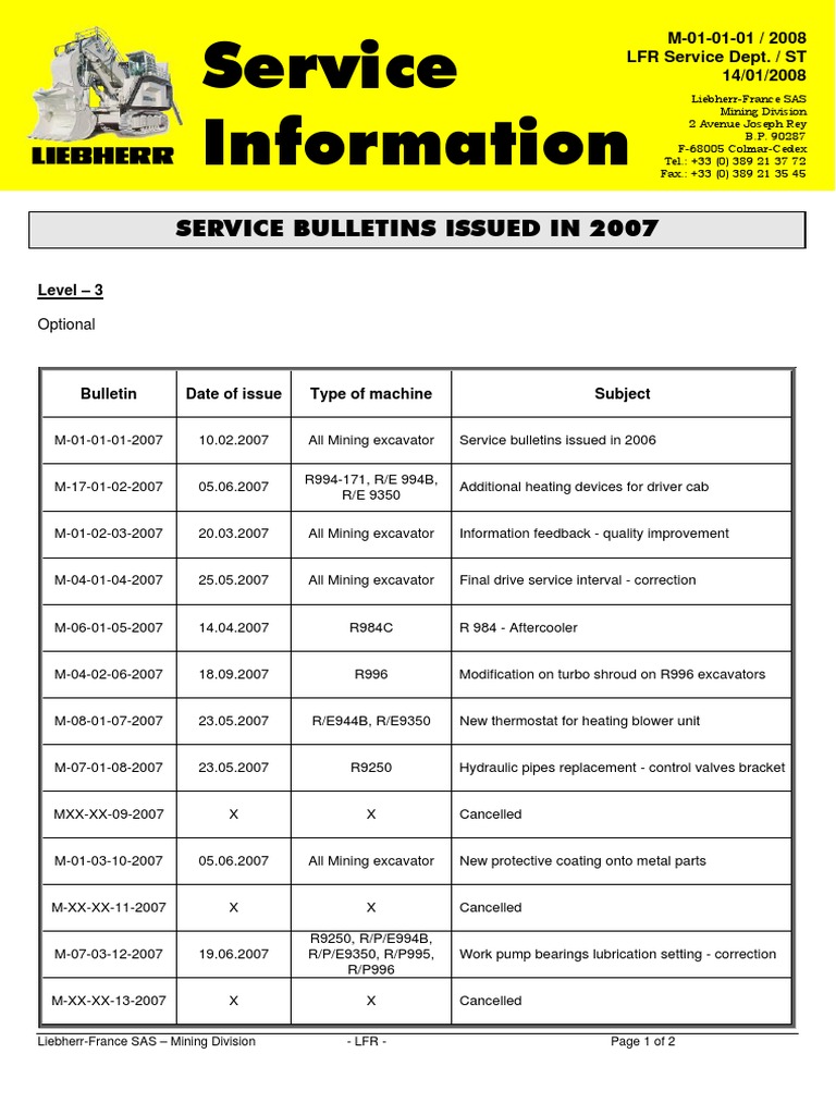 Service Information: Service Bulletins Issued in 2007 | PDF | Engines ...