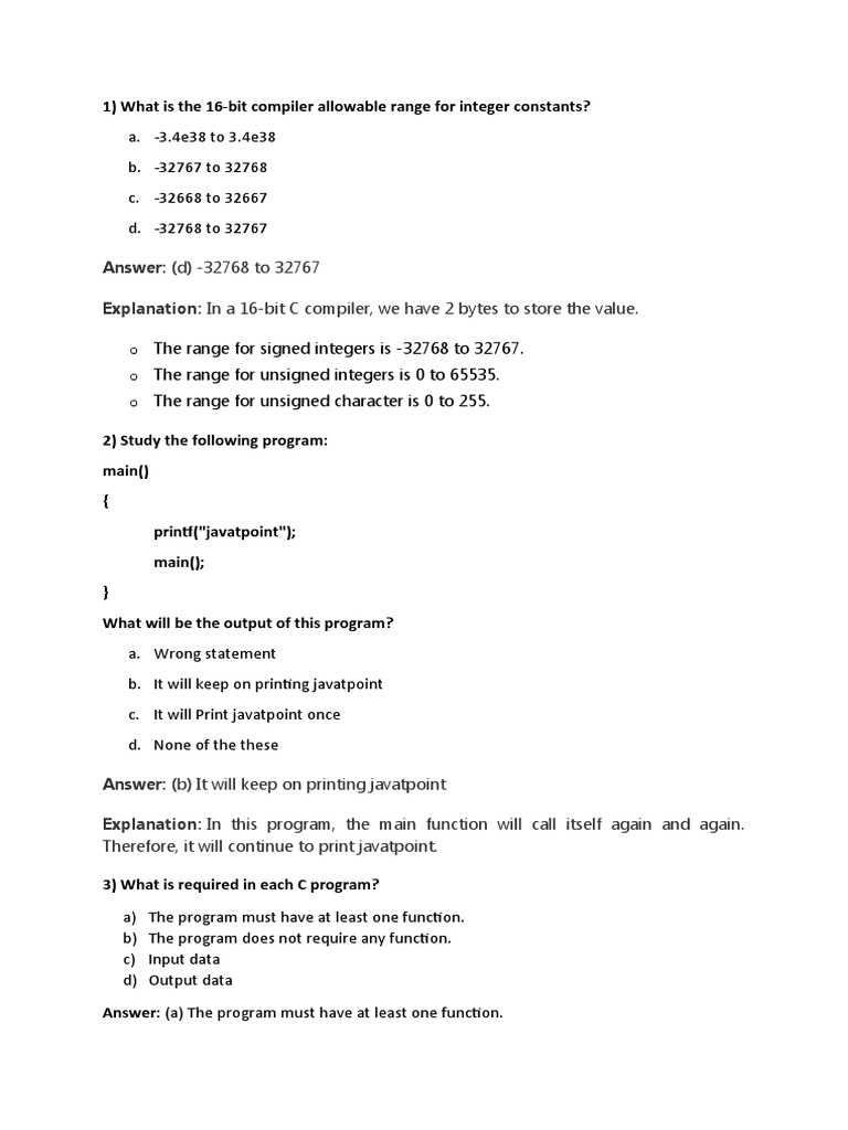 Mcqs On C Pdf Pointer Computer Programming Class Computer 7257