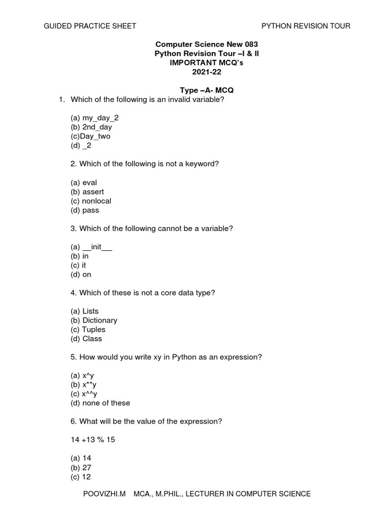 Guided Practice Sheet Python | PDF | String (Computer Science) | Data Type