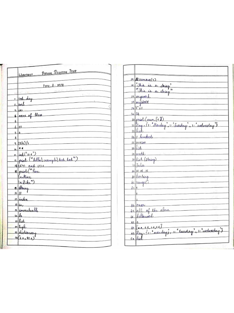 Python Revision Tour II Worksheet | PDF