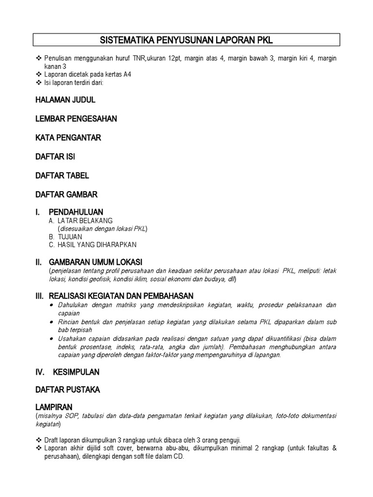 Sistematika Laporan PKL | PDF