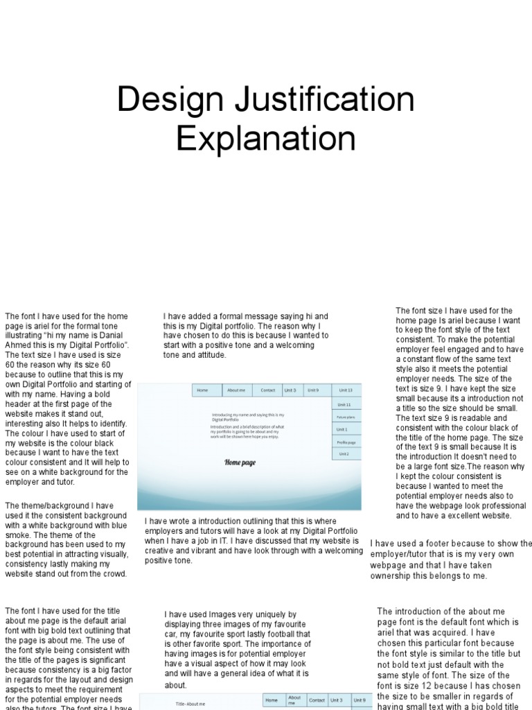 Design Justification - Explanation | PDF | Arial | Page Layout