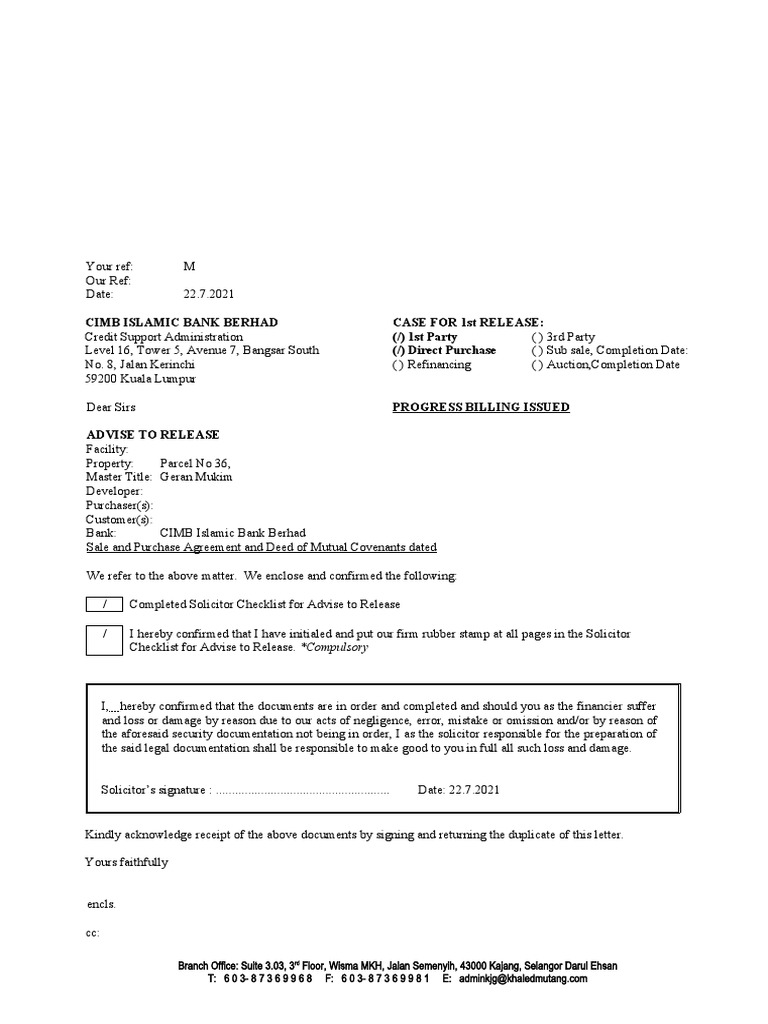 CIMB COVER Letter Advice | PDF