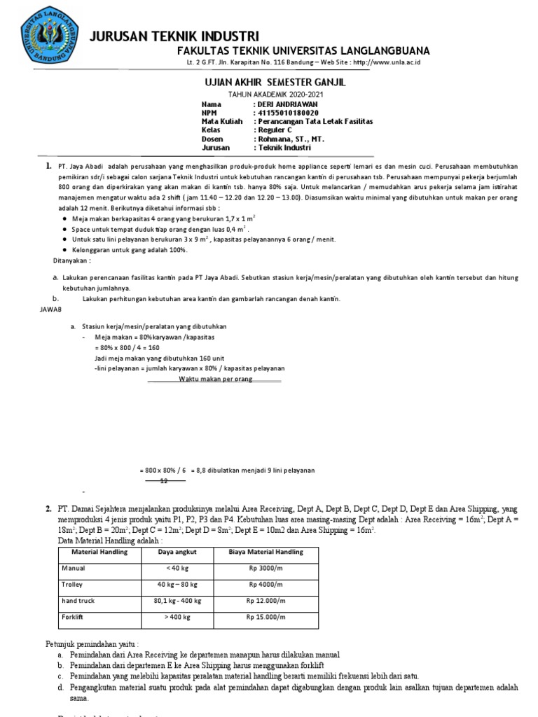 Uas - PTLF - C - Deri Andriawan - 41155010180020-Ti - C | PDF