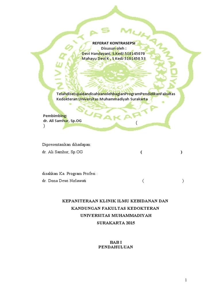 Referat Obgin Kontrasepsi Devi N Mahayudoc | PDF | Pengembangan Diri | Kesehatan Holistik