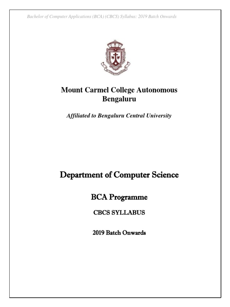 BCA Syllabus 2019 Batch Onwards I VI Semesters Passed in BOS 2020 | PDF ...