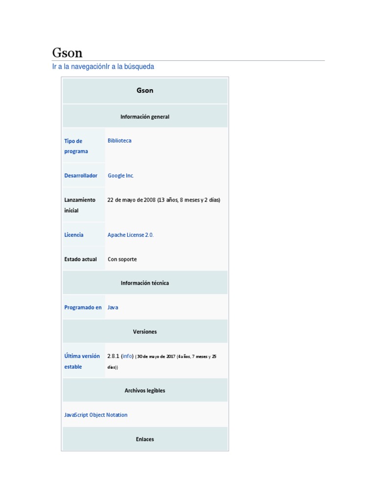 Gson: Biblioteca Java para JSON | PDF | Java (lenguaje de programación) | Json