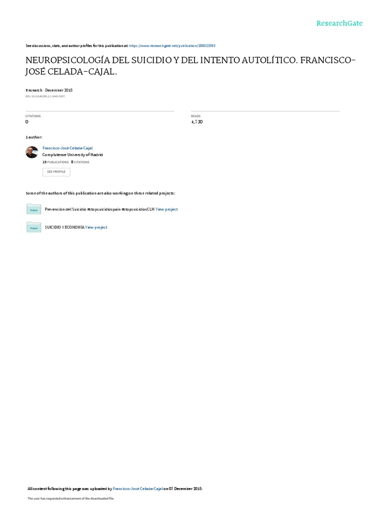 Neuropsicología Del Suicidio Y Del Intento Autolítico. Francisco-José ...