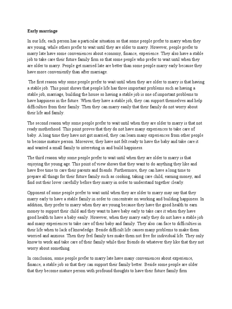 Elc Argumentative | PDF | Marriage | Family