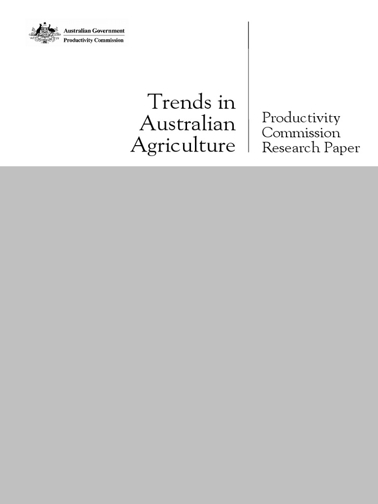 Trends in Australian Agriculture: Productivity Commission Research ...