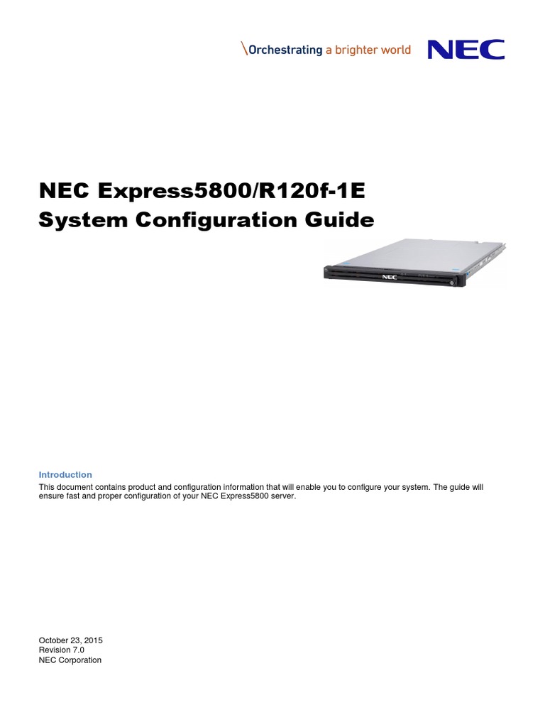 NEC Express5800/R120f-1E System Configuration Guide | PDF | Hyper V | Solid State Drive