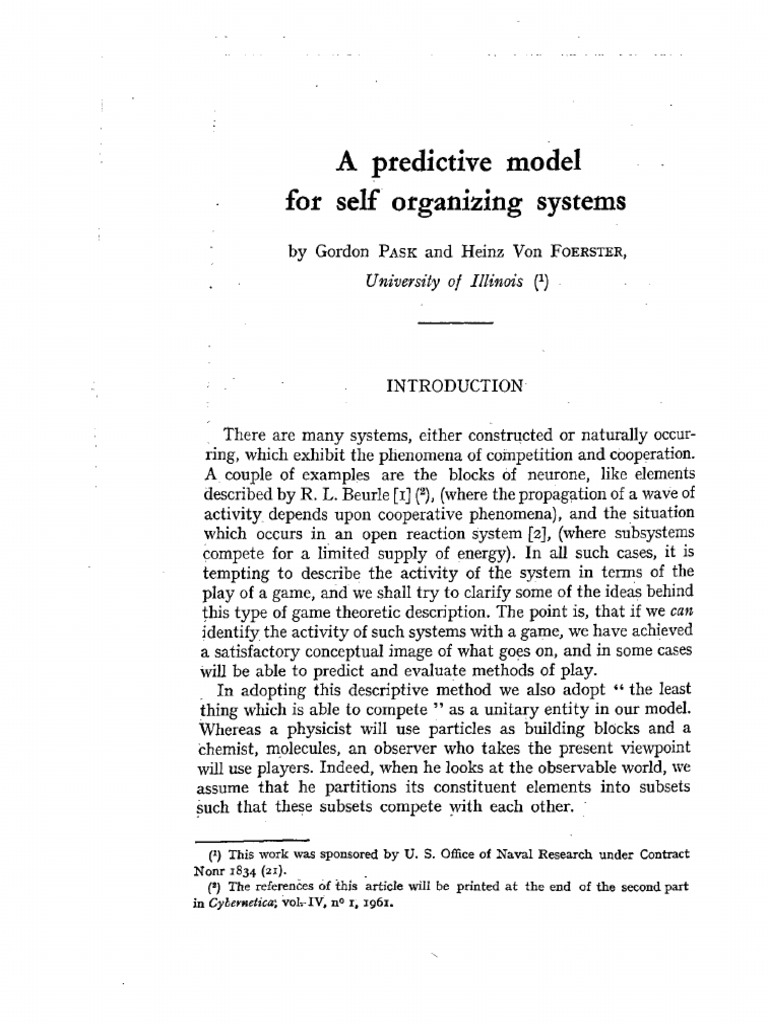 Gordon Pask - A Predictive Model For Self Organizing Systems I (1961 ...