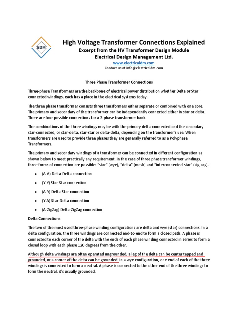 A Design Guide For HV Transformer Connection Selections | PDF ...
