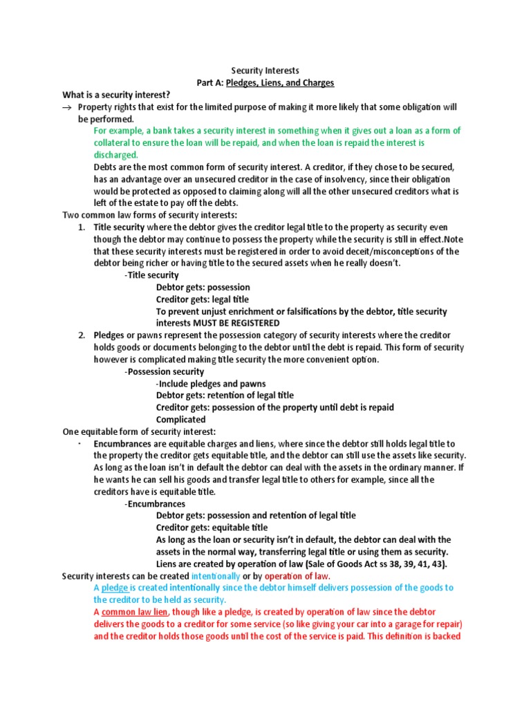 Security Interests | Download Free PDF | Security Interest | Lien