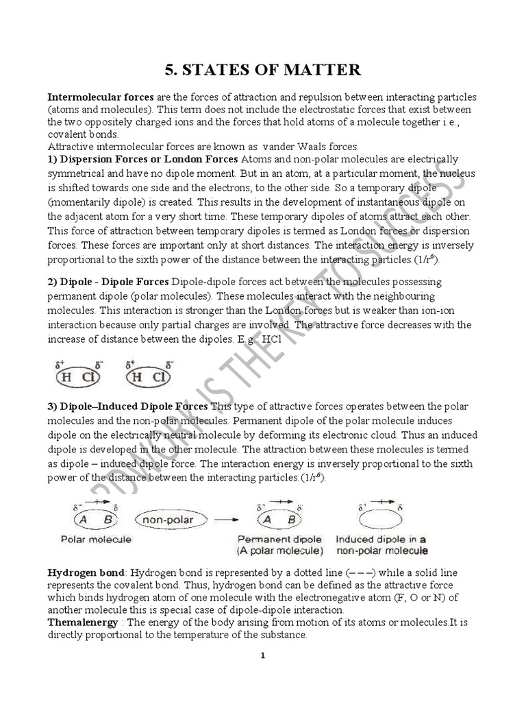States of Matter Explained | PDF | Gases | Intermolecular Force