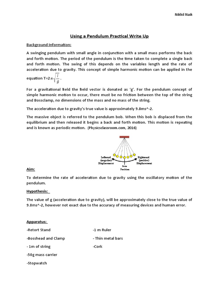 Using A Pendulum Practical Write Up | PDF | Pendulum | Accuracy And Precision