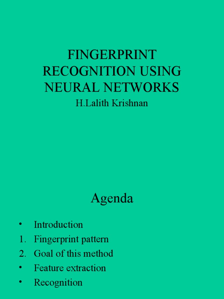 Fingerprint Recognition Using Neural Network | PDF | Fingerprint | Computational Neuroscience