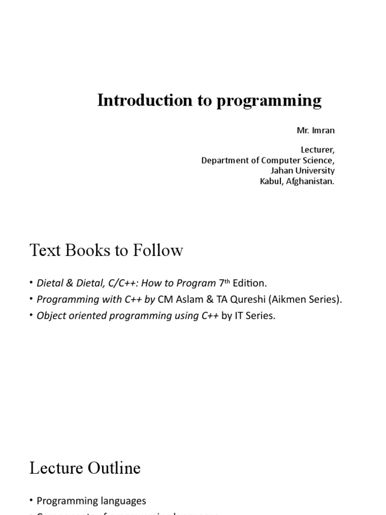 Lecture 1 | PDF | Programming Language | Computer Programming