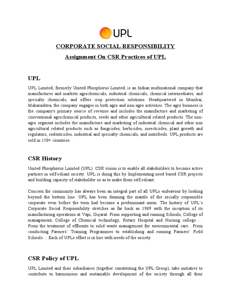A Comprehensive Overview of UPL Limited's Commitment to Corporate ...