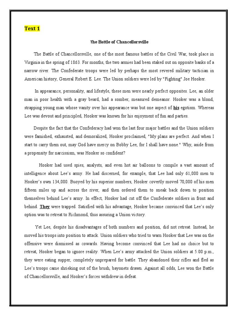 Comprehension Grade 10 | PDF | Battle Of Chancellorsville | Military