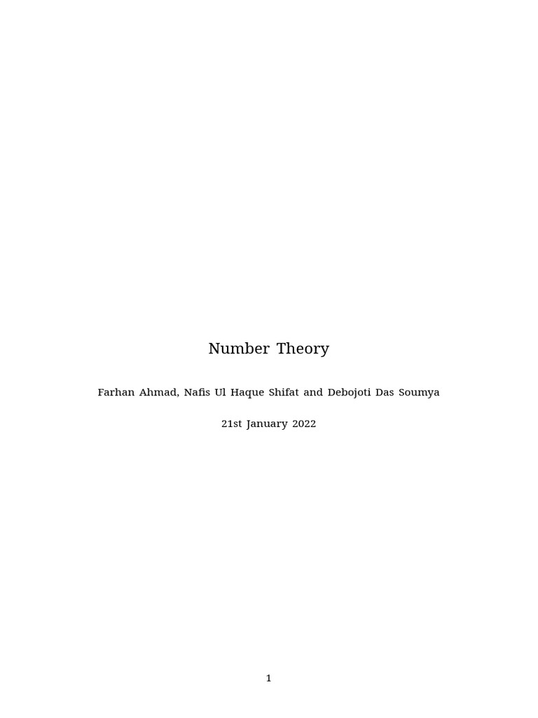 Number Theory Classnotes | PDF