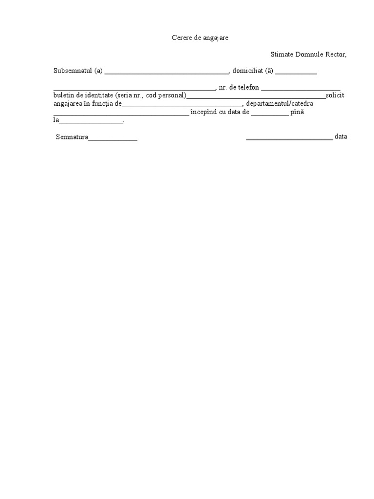 Cerere de Angajare | PDF