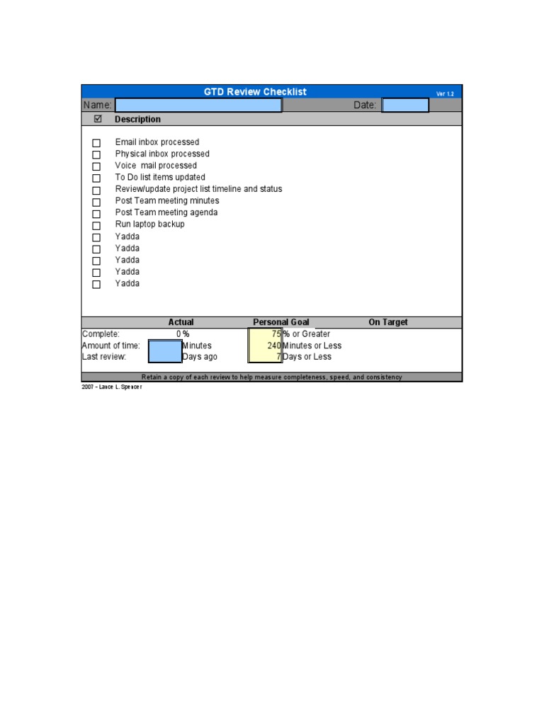 GTD Review Checklist 1 | PDF | Computing And Information Technology ...