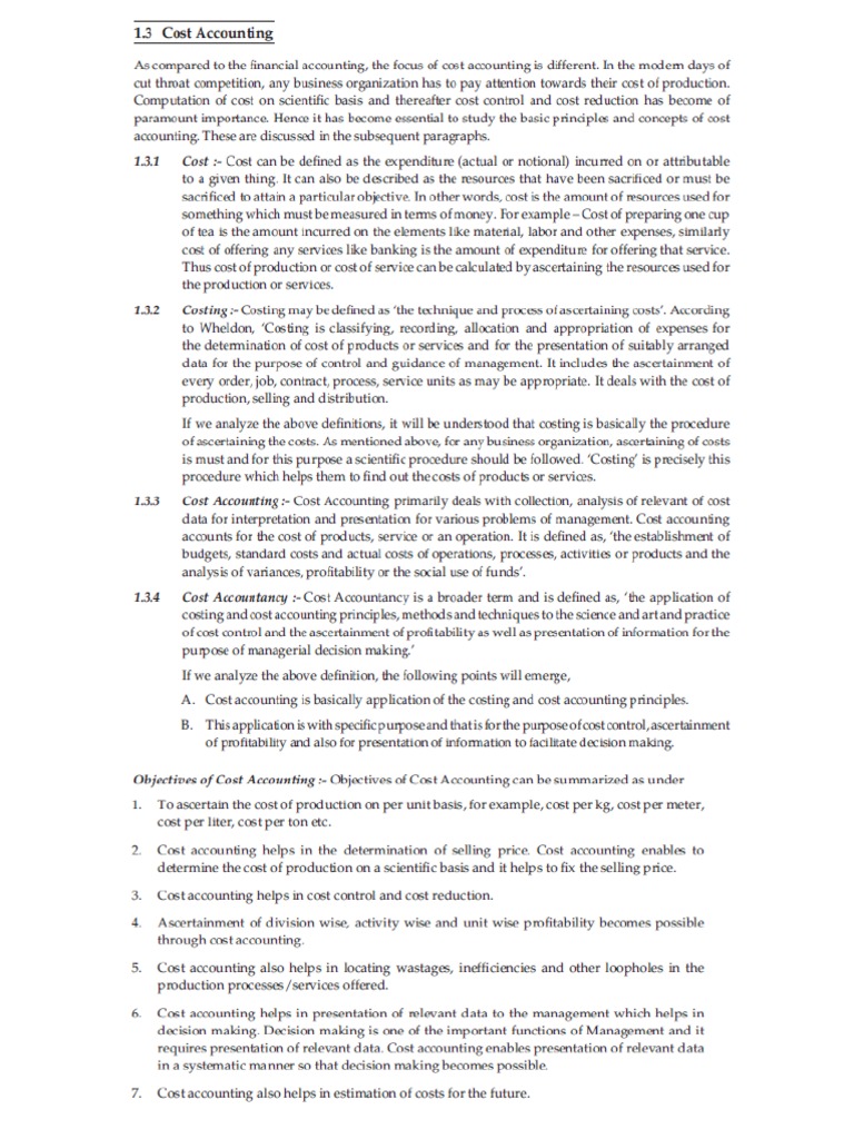 Cma Notes | PDF | Cost Accounting | Financial Accounting